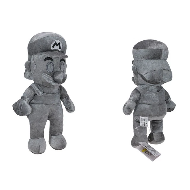 SUPER MARIO PLUSH Toy 28cm Silver Mario Sitting Pose Metal Mario ...
