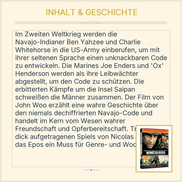WINDTALKERS DVD KRIEGSFILM 2. WK John Woo Nicolas Cage Deutsch Englisch ...