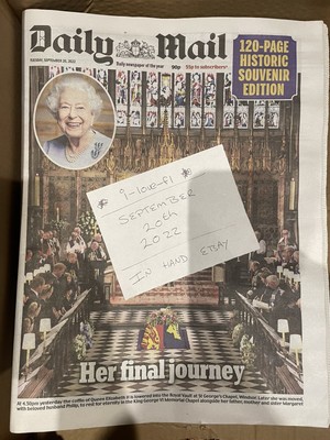 QUEEN ELIZABETH II FUNERAL DAILY MAIL NEWSPAPER UK LONDON 20TH ...