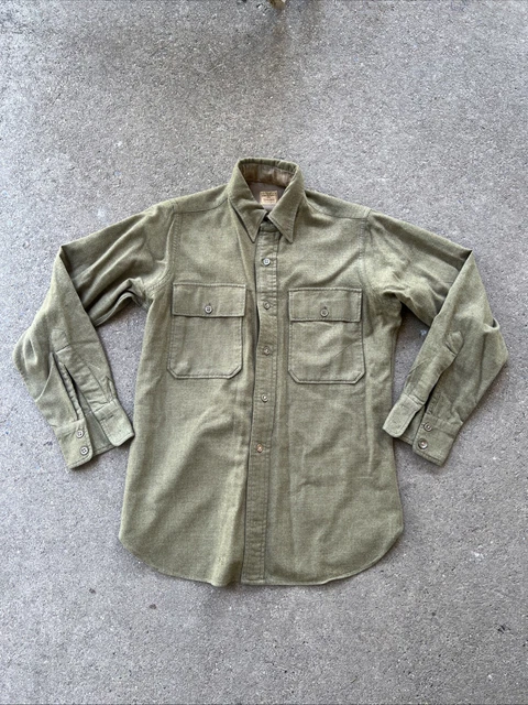 WW2 US ARMY Wool Enlisted OD Shirt (Z204 £22.28 - PicClick UK