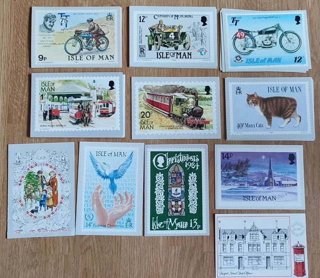 ISLE OF MAN 1982-1989 PHQ Postcards 7 sets MINT, Post Office Christmas ...
