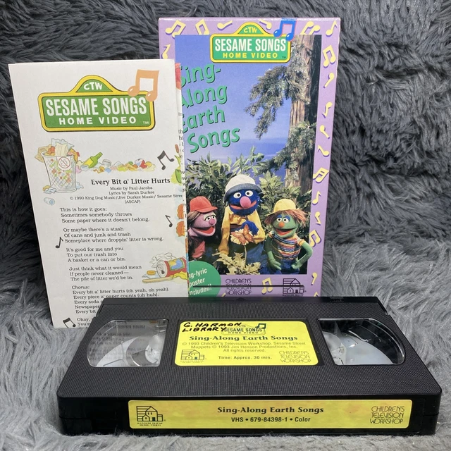 SESAME STREET HOME Video Sing-Along Earth Songs VHS Tape Grover With ...