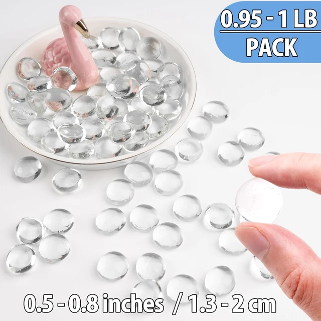 CLEAR GLASS MARBLES, 0.97 LB Transparent and Smooth Flat Glass Beads ...