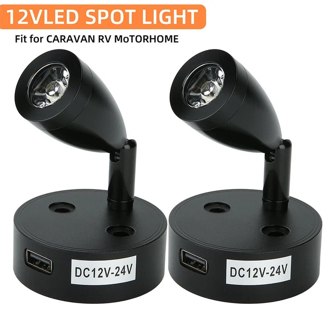 USB 12V LED Spot Reading Light Touch Control Camper Caravan Boat ...