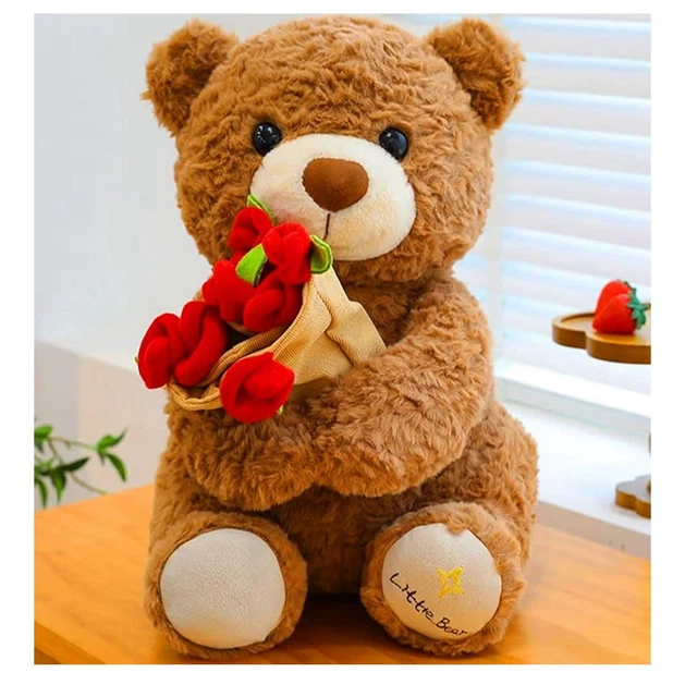 ROSE TEDDY BEAR Plush Toys Cute Soft Plush Toy With Rose Stuffed Animal ...