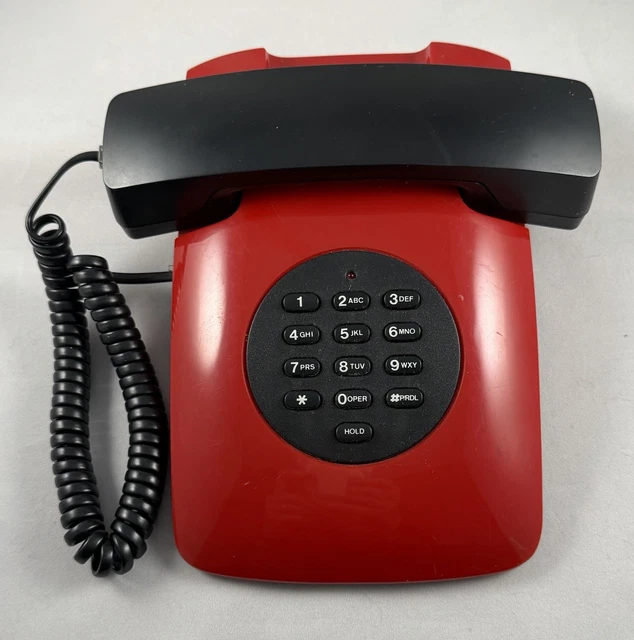 VINTAGE 1980S TELEMAX Red Black Push-Button Retro Telephone Model ...