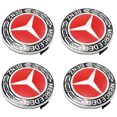 4X MERCEDES-BENZ CLASSIC RED Wheel Center Hub Caps Emblem 75MM Laurel ...