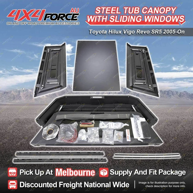 STEEL TUB CANOPY with Sliding Windows for Toyota Hilux Vigo Revo 05-On ...