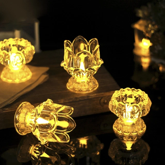 LOTUS DESIGN LED Lamp Safe for Various Settings Home Temple Candle ...