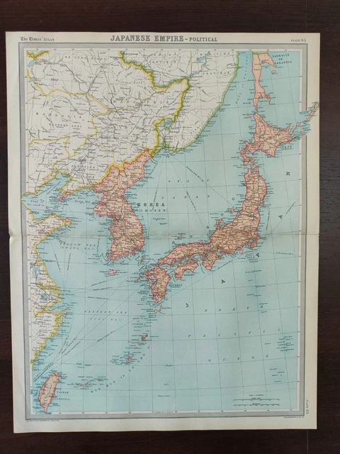 VINTAGE MAP-THE TIMES Atlas Of The World-Japanese Empire-Political Map ...