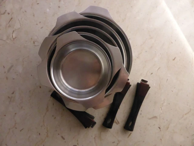 LOT DE 5 Casseroles Letang Remy triplinox, avec 3 poignées amovibles ...