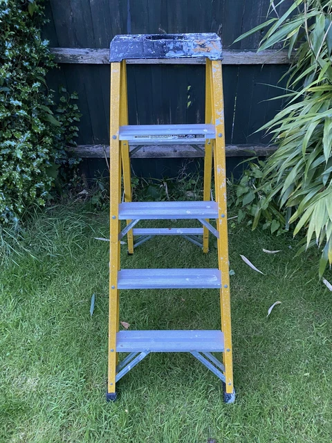 ABRU ELECTRICIAN YELLOW step ladder 5 Treads Used Condition Paint ...