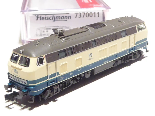 FLEISCHMANN 7370011 DB 4achsige Diesellok 218 496 5 beige blau NEU OVP Sound EUR 239,99 ...