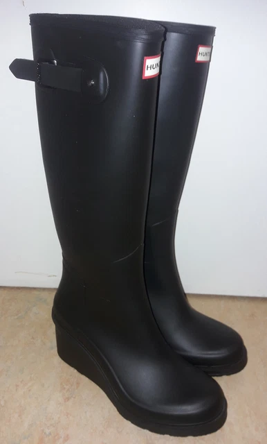 DAMEN GUMMISTIEFEL HUNTER Wedges Keilabsatz Rubber Boots EUR Gr. 42 ...