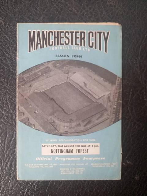PROGRAMME MANCHESTER CITY V Nottingham Forest 1st Division 1959 / 1960 ...
