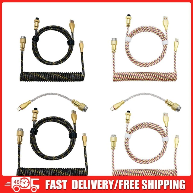 TYPE C USB Cable Mechanical Keyboard Coiled Spring Wire Aviator Data ...