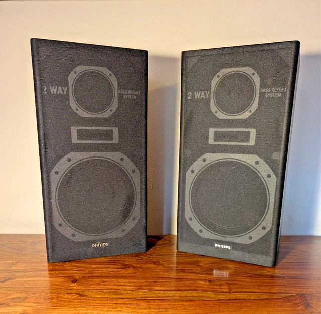 PHILIPS 2 WAY Bass Reflex Speakers £19.99 - PicClick UK