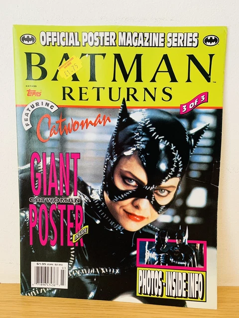 BATMAN RETURNS OFFICIAL Poster Magazine Series #3 1992 Topps Catwoman £ ...