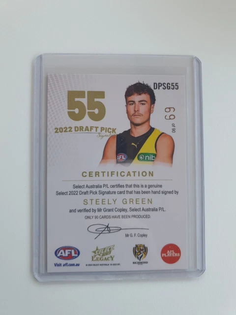 AFL SELECT 2023 Legacy Richmond Tigers Steely Green Gold Draft Pick Signature 69 EUR 51,05 ...
