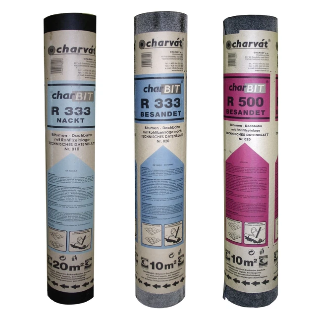 DACHPAPPE R333 R500 BESANDET NACKT Bitumenbahn Bitumen-Dachbahn Dach ...