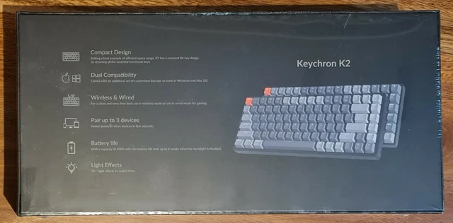 KEYCHRON K2 V2 C1H Wireless Mechanical Keyboard RGB Metal 84 Keys - Red ...