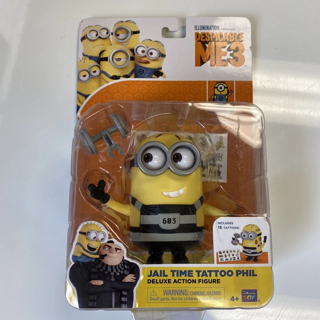 DESPICABLE ME ACTION Figure Posable NEW Minion Tattoo Jailtime Phil ...