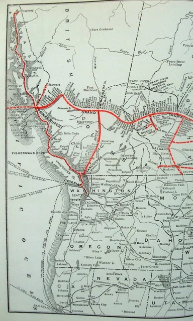 GRAND TRUNK RAILWAY - Original 1920 Route Map. Vintage Railroad £21.01 ...