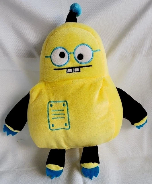 KELLYTOY ROBOT ALIEN Plush Bot Goofy Eyes Glasses Yellow Soft Stuffed ...