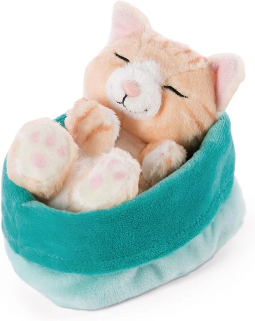 SOFT TOY CAT in Blue-Green Basket 16 Cm - Sleeping Kitties Cuddly Toys ...