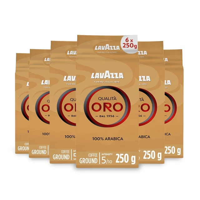 LAVAZZA, QUALITÀ ORO, Ground Coffee, 6 Packs of 250 g, Ideal for Moka ...