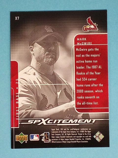 2001 UPPER DECK SPx SPXcitement Mark McGwire St Louis Cardinals #X7 EUR ...