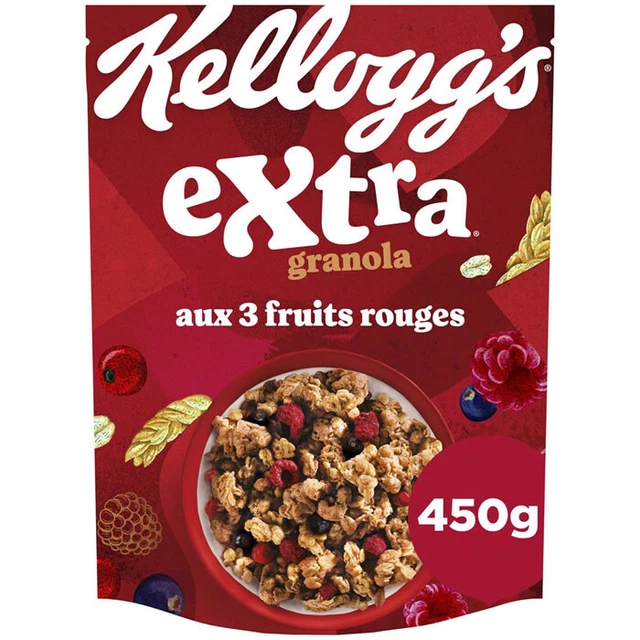 LOT DE 3 - KELLOGG'S - Extra Fruits rouges Céréales - paquet de 450 g ...
