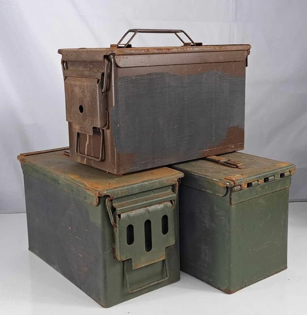 GENUINE ARMY .50CAL H83 Ammo Box Metal Box Strong Storage Ammunition ...