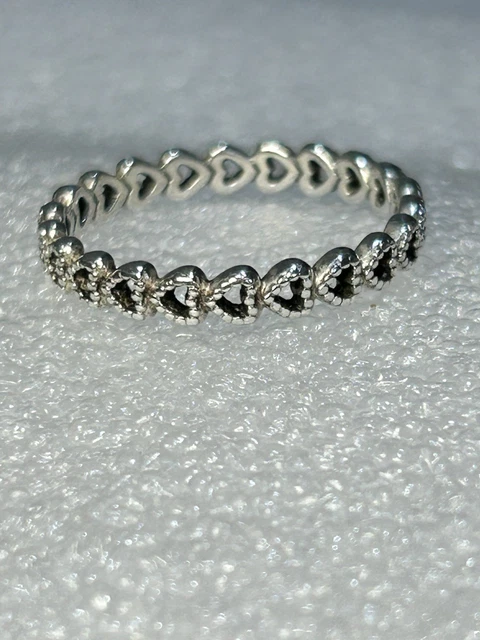 GENUINE PANDORA 🌟 Linked Love hearts Stackable Ring 🌟 190980 🌟 Size 60 ...
