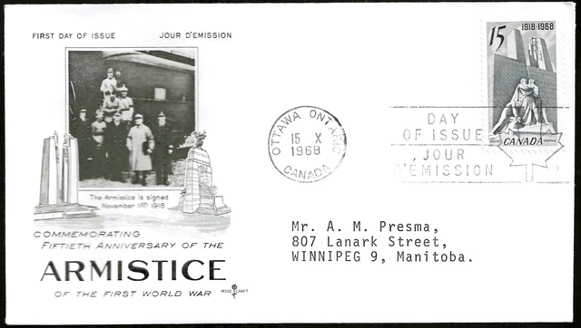 🍁CANADA #486 "VIMY MEMORIAL" Fine Used 1968 First Day Cover $3.39 ...