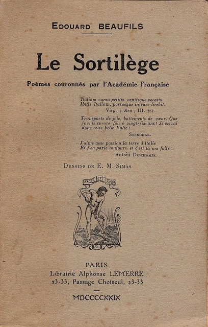 LE SORTILEGE / Edouard Beaufils / Poemes Poesie / 1929 EUR 42,00 ...