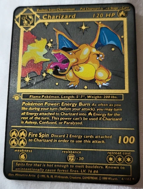 POKEMON CHARIZARD Black Edition Metal Collectable Card EUR 11,39 ...