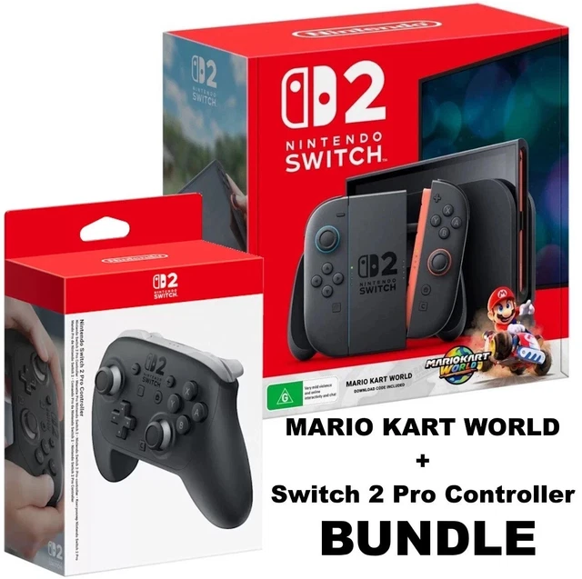 NINTENDO SWITCH 2 Console + Mario Kart World Game + S2 Pro Controller ...