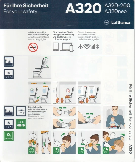 SAFETY CARD: LUFTHANSA A320-200/A320neo TN41300027 Rev00 Printed in ...