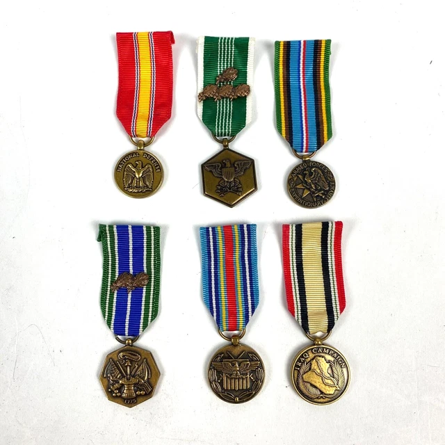 LOT OF 6 Military Medals & Ribbons National Defense Armed Services Iraq ...