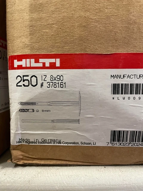 HILTI IZ INSULATION FASTENERS FIXINGS 378160 (IZ 8X70, IZ 8X90) (BOXES ...