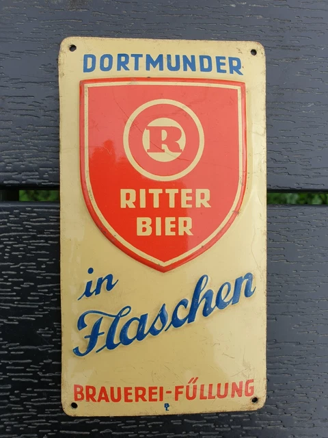 BRAUEREI DORTMUNDER RITTER Bier Blech kein Emailschild Türschild 14,5x8 ...