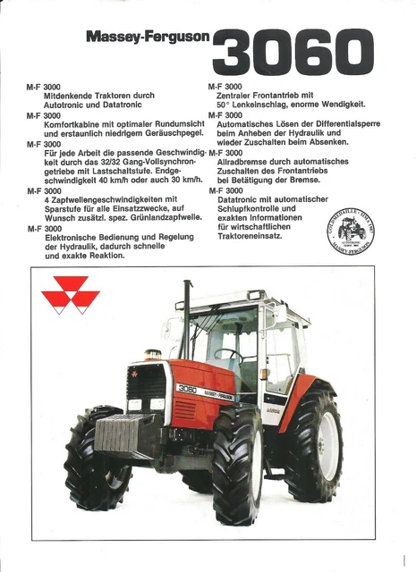 PROSPEKT TRAKTOR SCHLEPPER Massey Ferguson MF 3060 von 1986 EUR 1,90 - PicClick DE