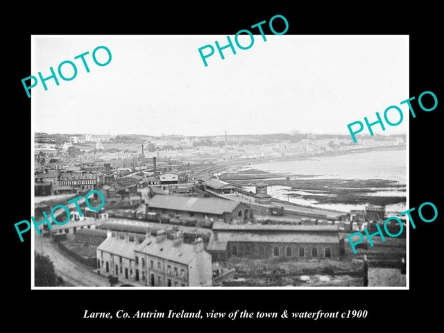 OLD LARGE HISTORIC PHOTO OF LARNE ANTRIM IRELAND THE TOWN & WATERFRONT ...