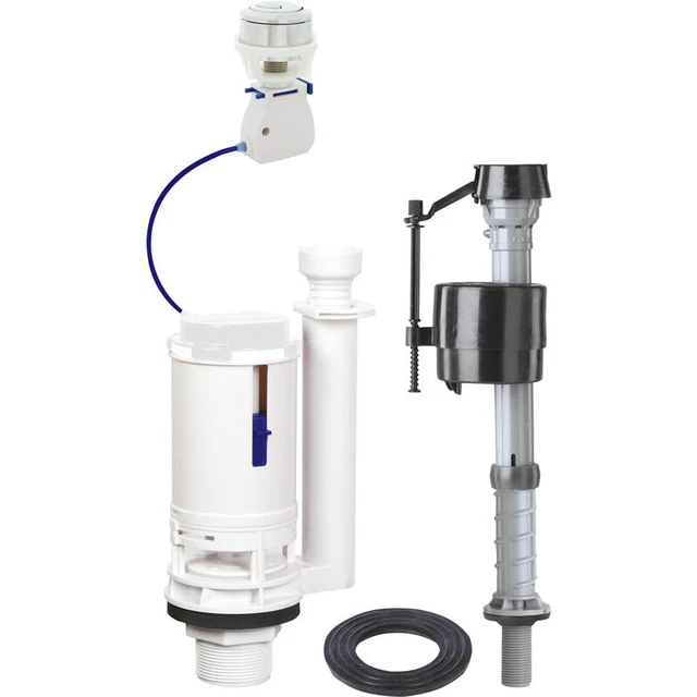 FLUIDMASTER TOILET CISTERN Pack Push Button Syphon And Ball Valve £35. ...
