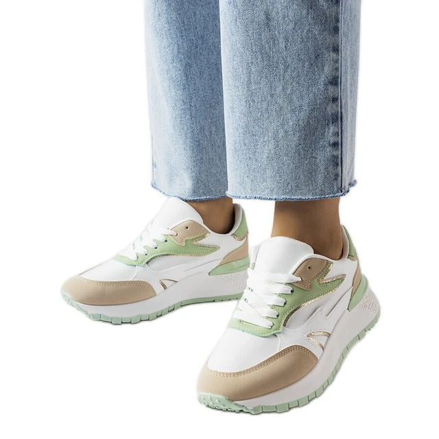 INNA WHITE AND green sneakers from Batilda EUR 45,37 - PicClick FR