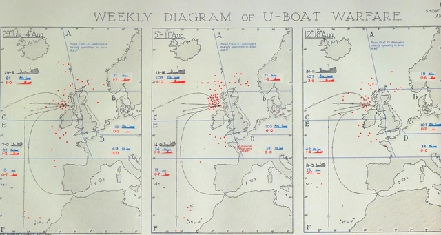 GERMAN U BOAT Activity The Irish Sea 1940 Two Historic Mounted War Maps ...