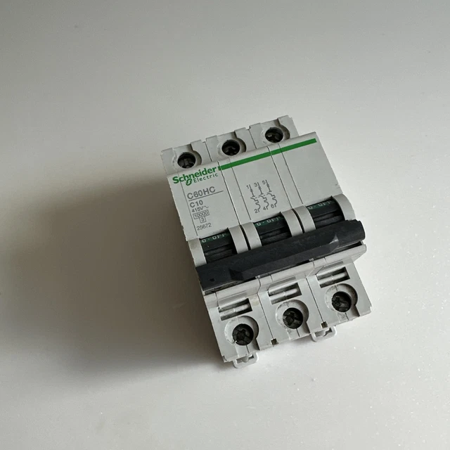 SCHNEIDER 10 AMP CURVE C TRIPLE POLE MCB CIRCUIT BREAKER C60HC C10 Three Phase £19.90 - PicClick UK