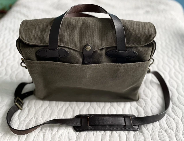 FILSON 256 BRIEFCASE, Laptop Bag, Rugged Twill, Made In USA, Bridle ...