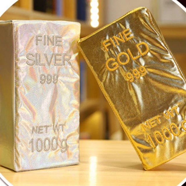 PROPS BRICK PLUSH Toy Soft Fake Golden Brick Bullion Home Decoration £5 ...